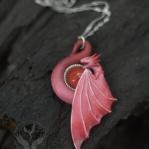 Handmade Red Dragon Pendant Necklace: Fantasycore Polymer Clay Jewelry ...