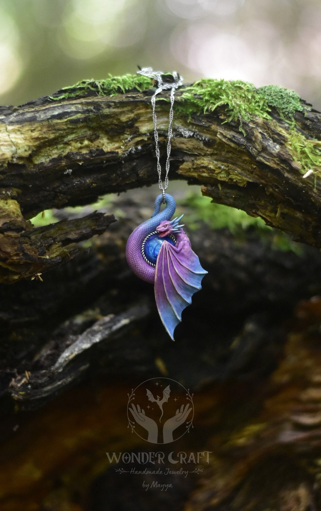 Handmade Dragon Pendant, Fantasy Style Aesthetic Necklace for ...