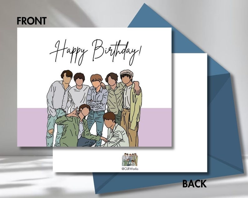 Happy Birthday Card BTS Happy Birthday Card Bts Cartoon BTS - Etsy