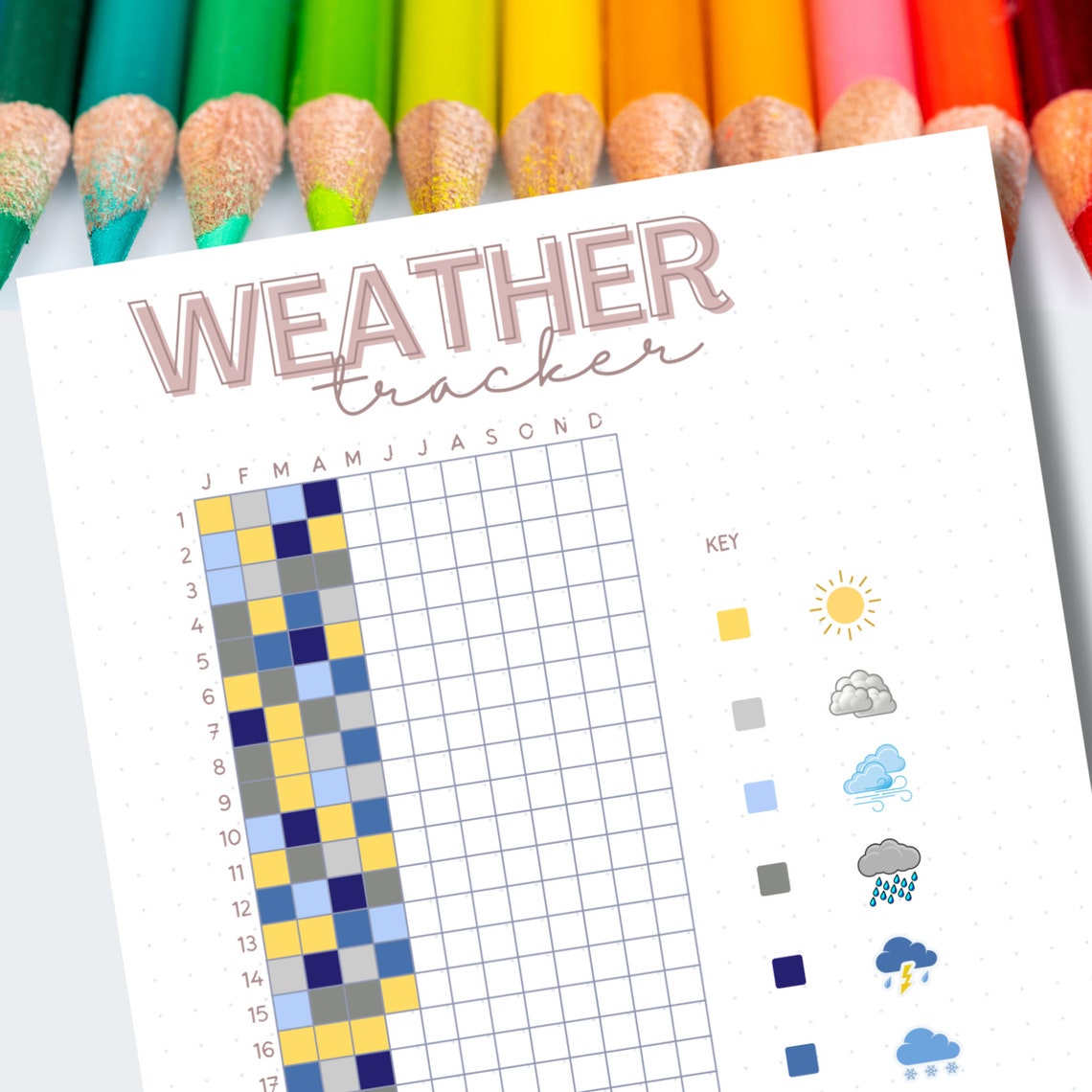 Weather Tracker, Printable Tracker, A5 Journal, Digital File, Yearly ...