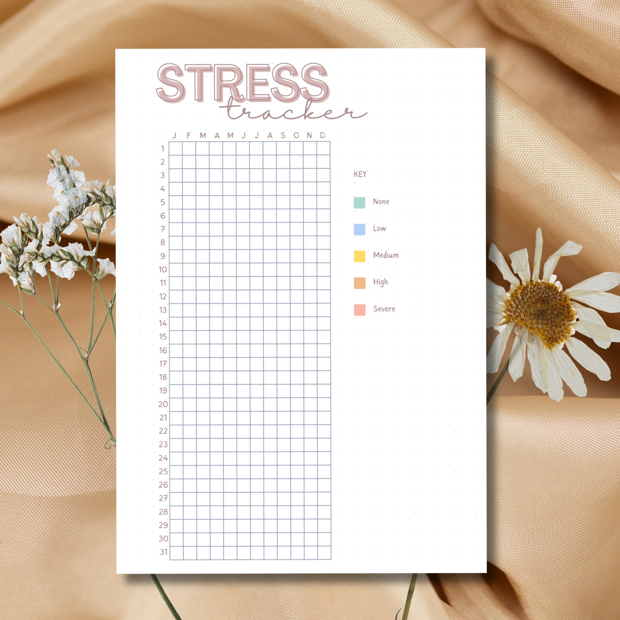 Stress Tracker, Printable Tracker, Anxiety Journal, A5 Journal, Habit ...