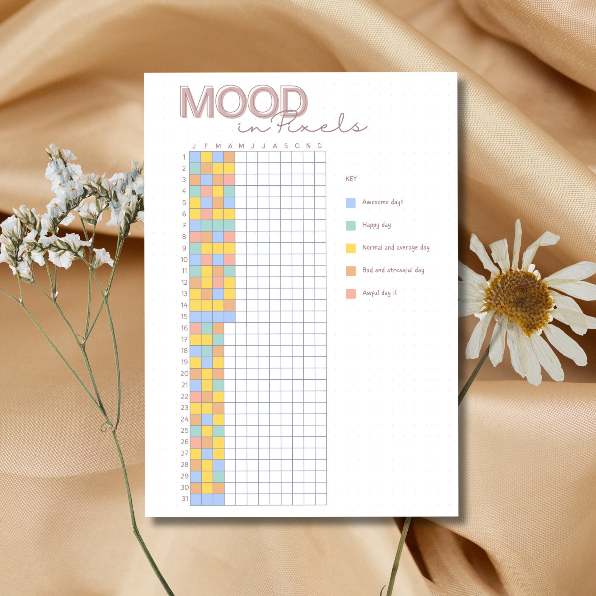 Mood in Pixels Printable Tracker Daily Tracker A5 Journal - Etsy