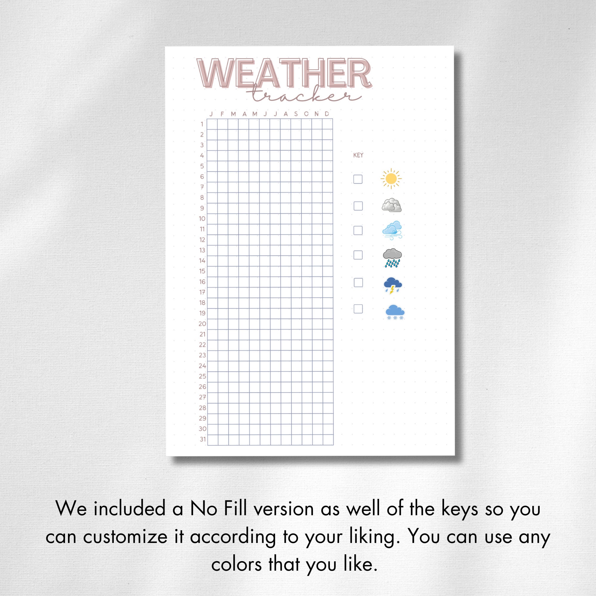 Weather Tracker, Printable Tracker, A5 Journal, Digital File, Yearly ...