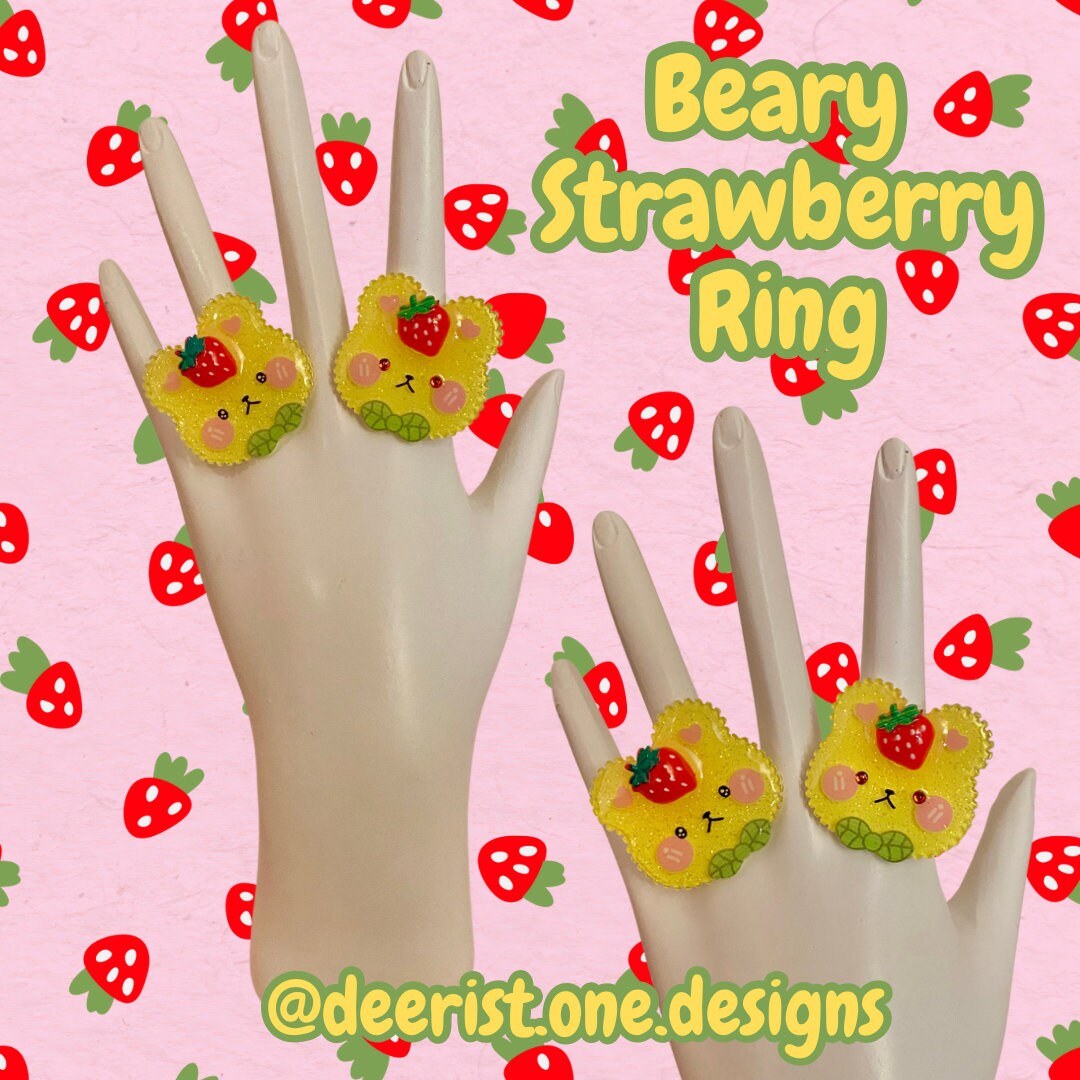 Beary Strawberry Ring - Etsy