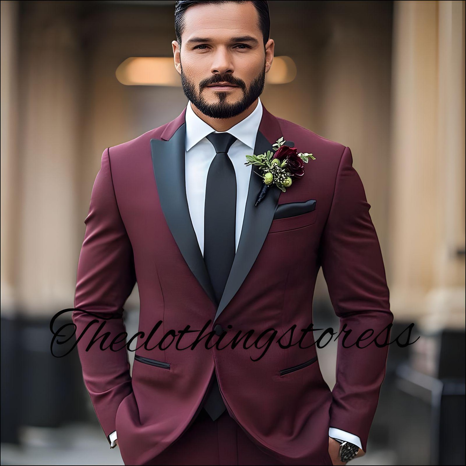 Classic Red Wine Tuxedo 2 Piece Suit,men Party Wear, Grooms Men Suit ...