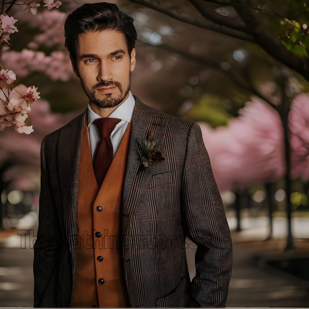 Grooms Man Check 3 Piece Suit,wedding Attire Formal Suits, ,tailored ...