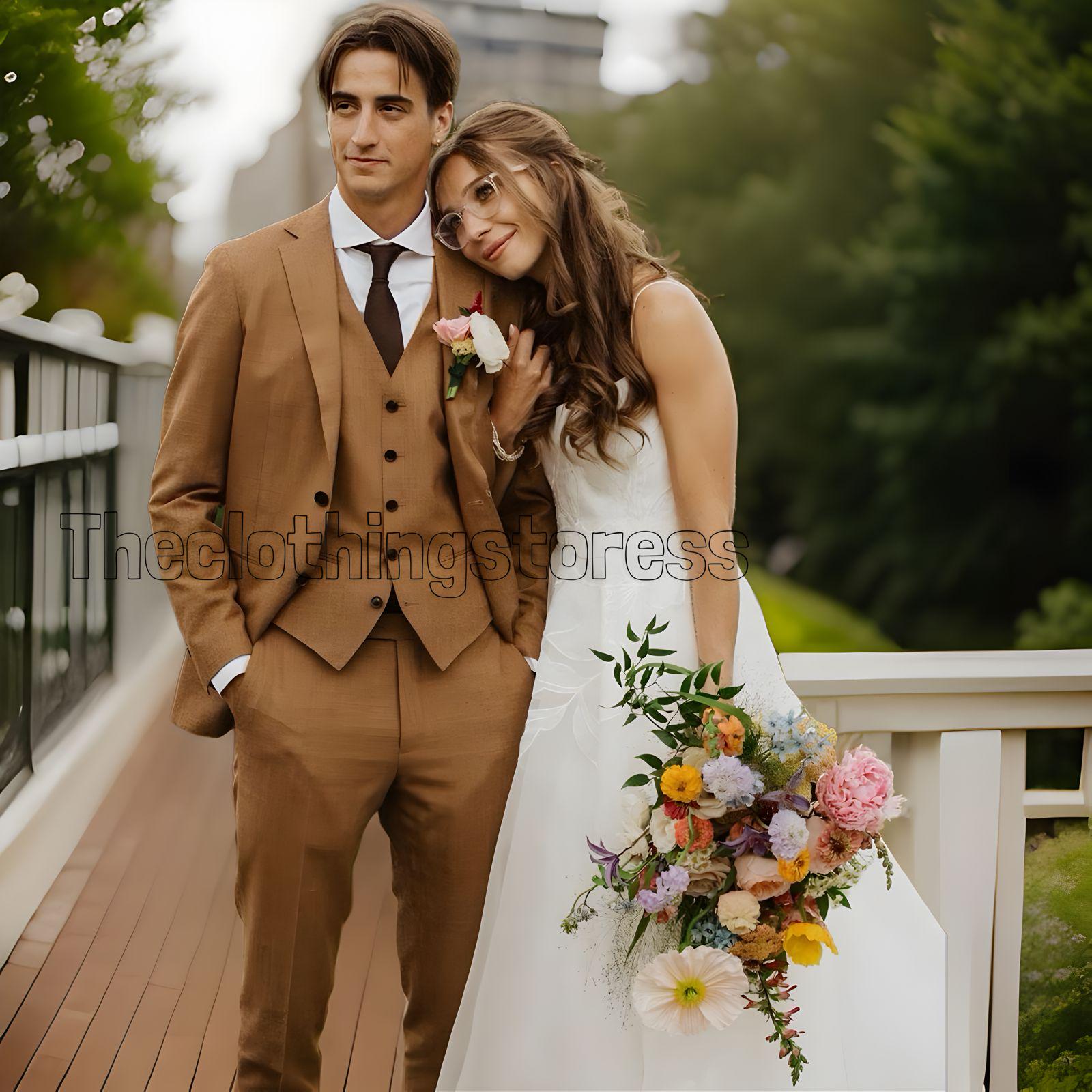 Rust Orange 3-piece Suit: Bespoke Wedding Groomsmen Attire,prom Parties ...