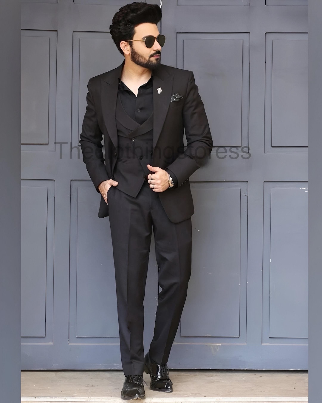 Premium Black 3 Piece Suits, Wedding Bespoke, Parties Groomsmen Suit ...
