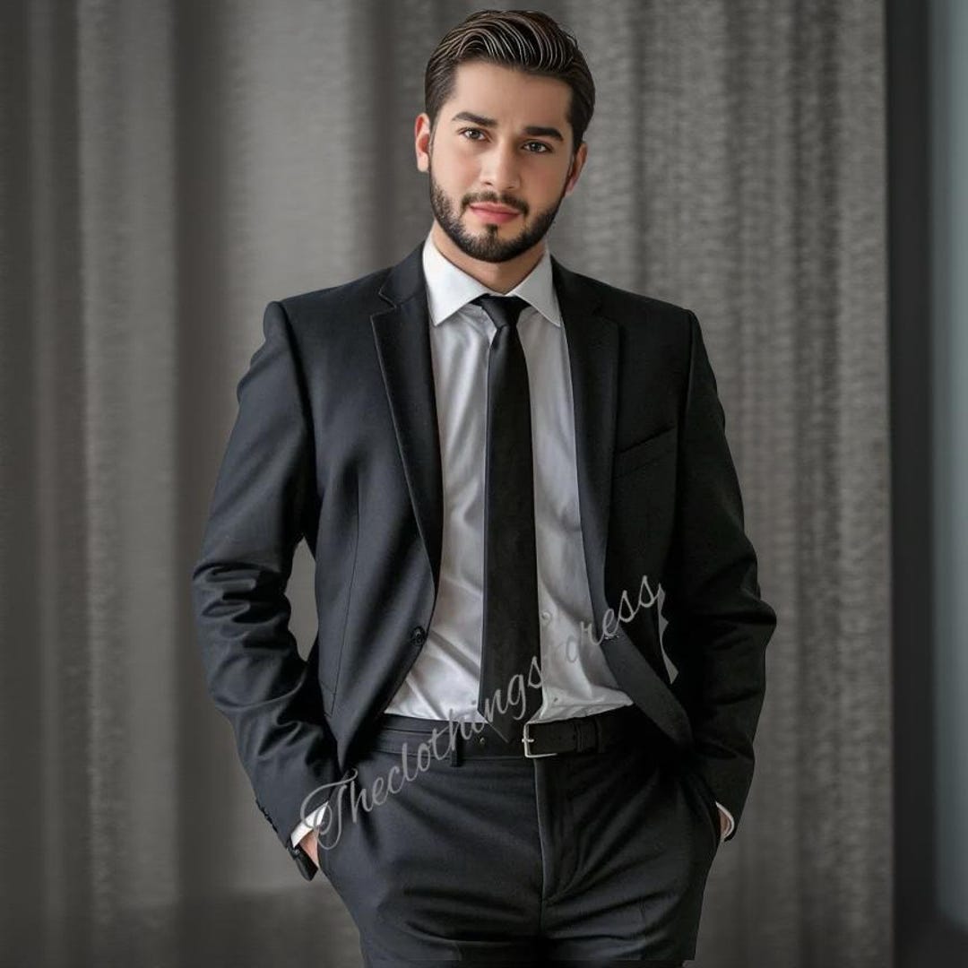 Mens Black Two Piece Suit,party Wear, Grooms Men Suit, Outfit Wedding ...