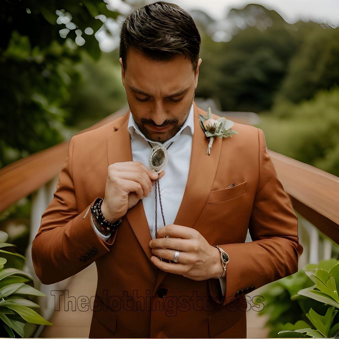 Rust Orange Two-piece Suit: Costum Tailored Fit Wedding Attire, Groom ...