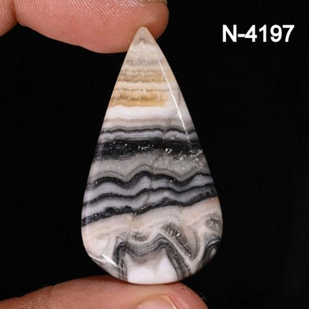 Rare Quality Natural Zebra Calcite Gemstone - Smooth Polished Flat Back ...