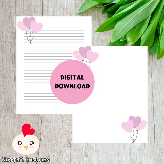 Pink Heart Stationery Printable