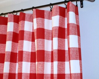 Red and White Curtains | Etsy
