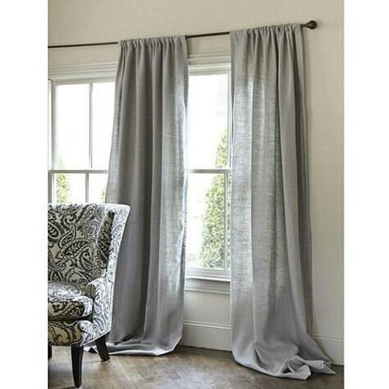Grey Burlap Curtains Grey Burlap Panel Natural Grey Burlap - Etsy