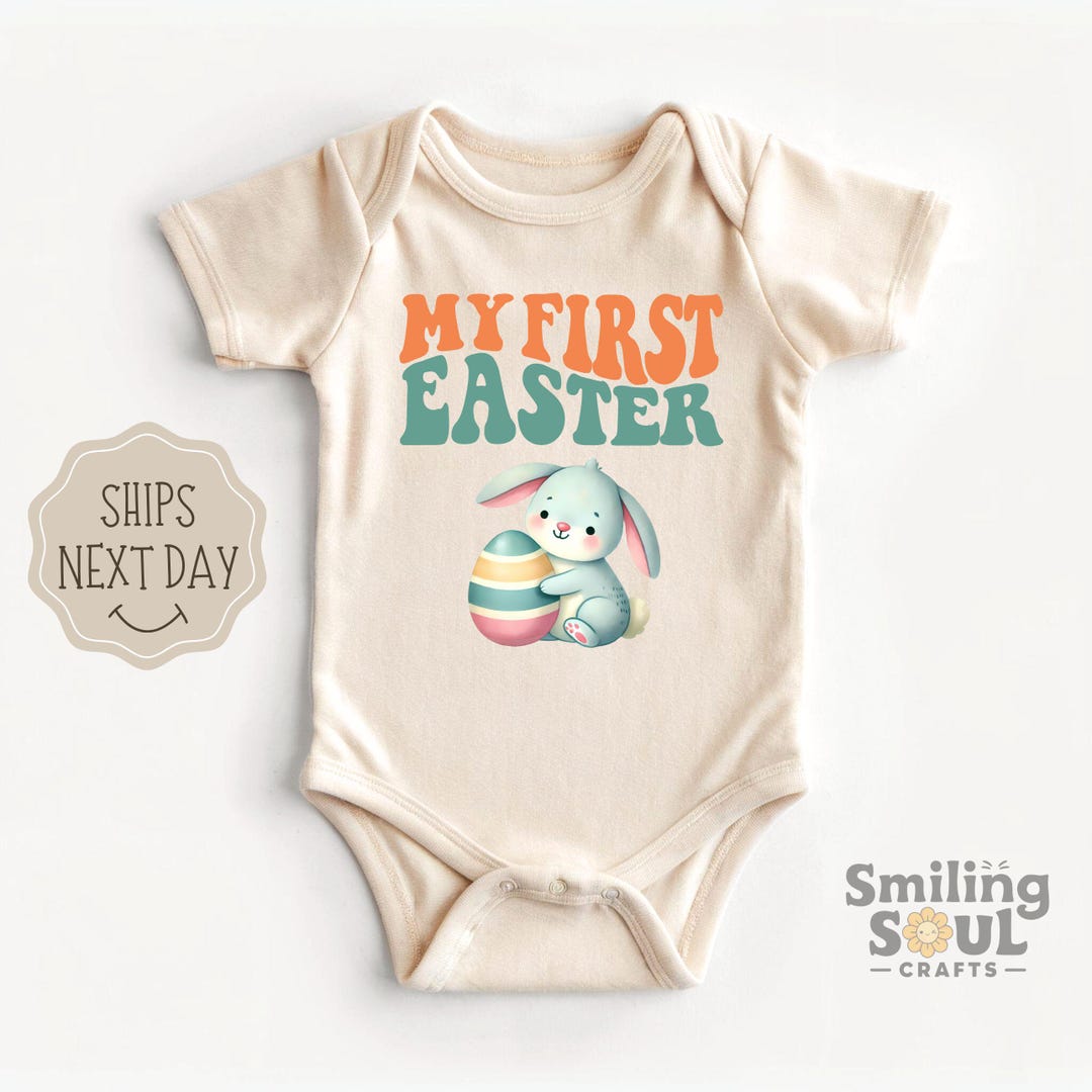 My First Easter Baby Bodysuit, Retro Easter Infant Romper, Baby Easter ...