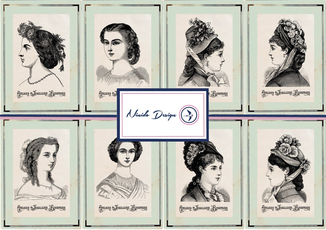Vintage Portrait Postcards - Set of 8, Ephemera for Junk Journals ...