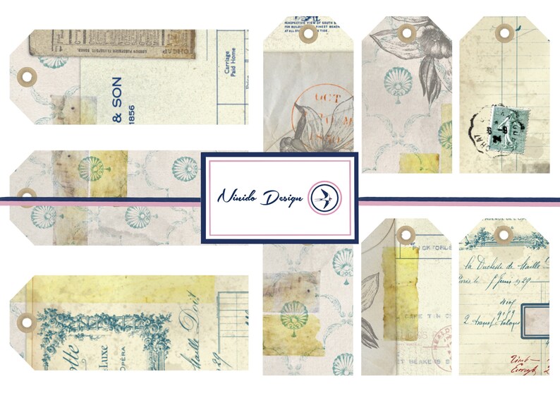 Memory Tags 5 Digital Ephemera Kit for Junk Journal Scrapbooking and ...