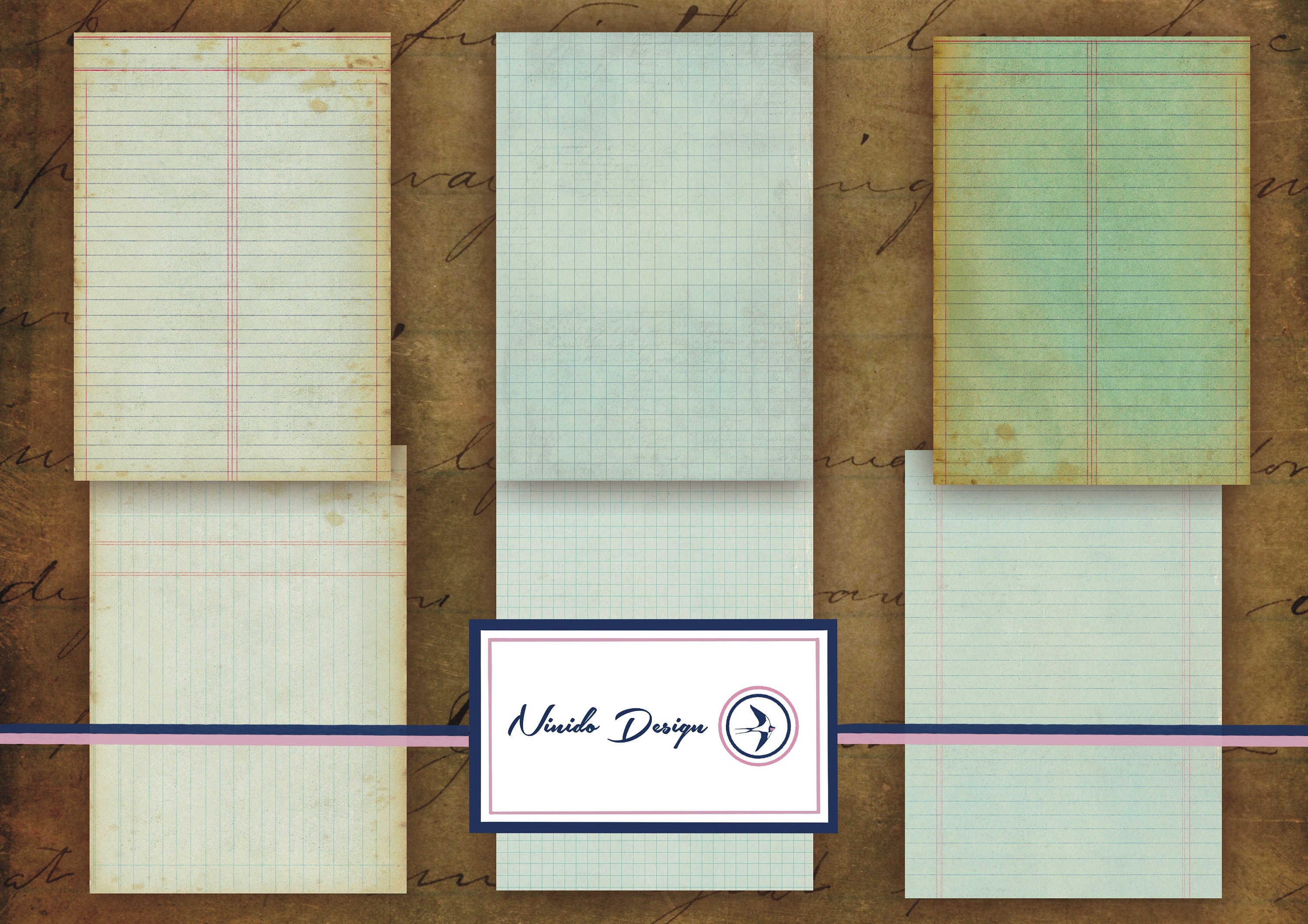 Basic Digital Paper Green Ephemera Kit for Junk Journal Scrapbooking ...