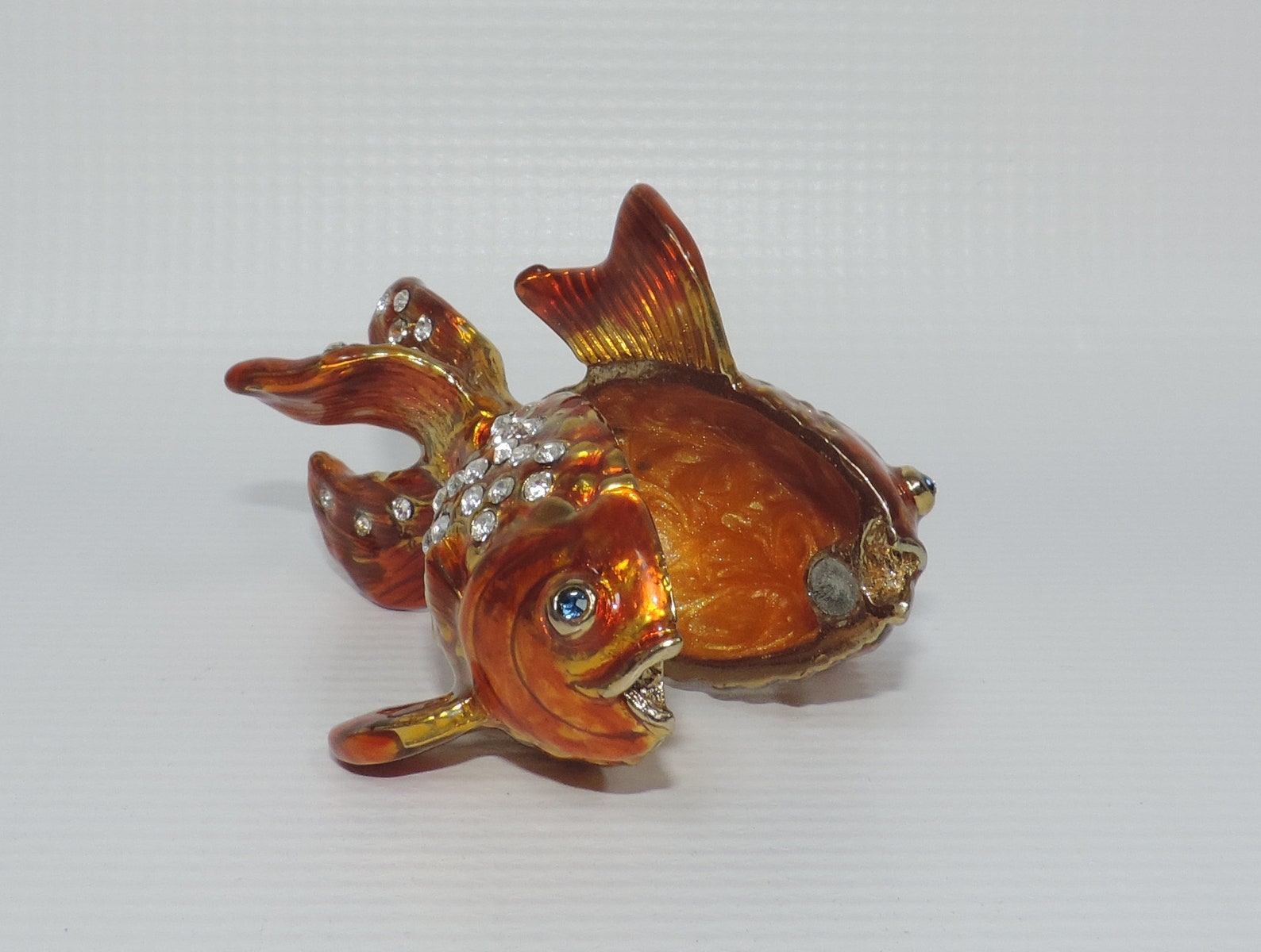 Rhinestone Trimmed Goldfish Trinket Box | Etsy