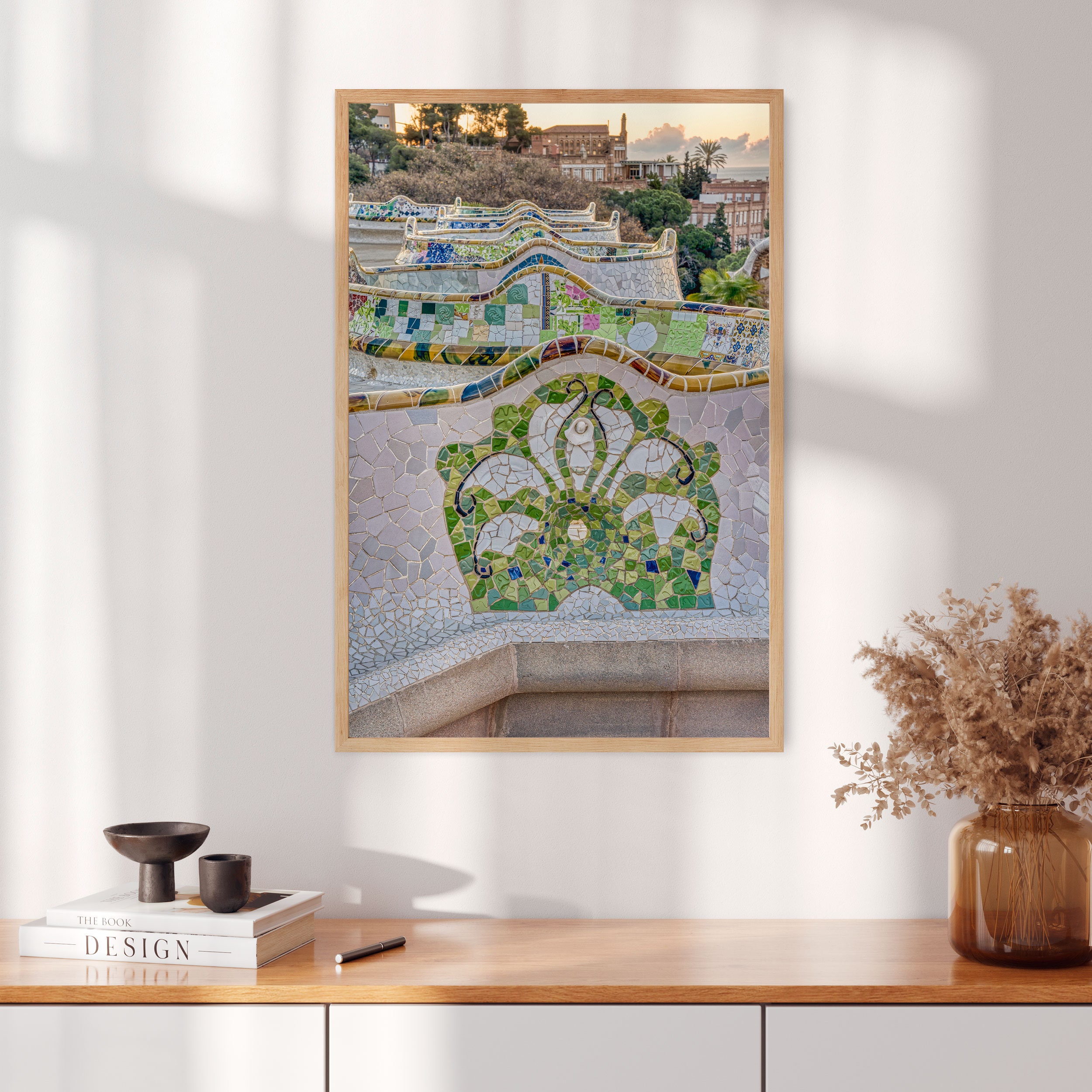 Park Guell Mosaic Bench Print, Antoni Gaudí, Barcelona (digital ...