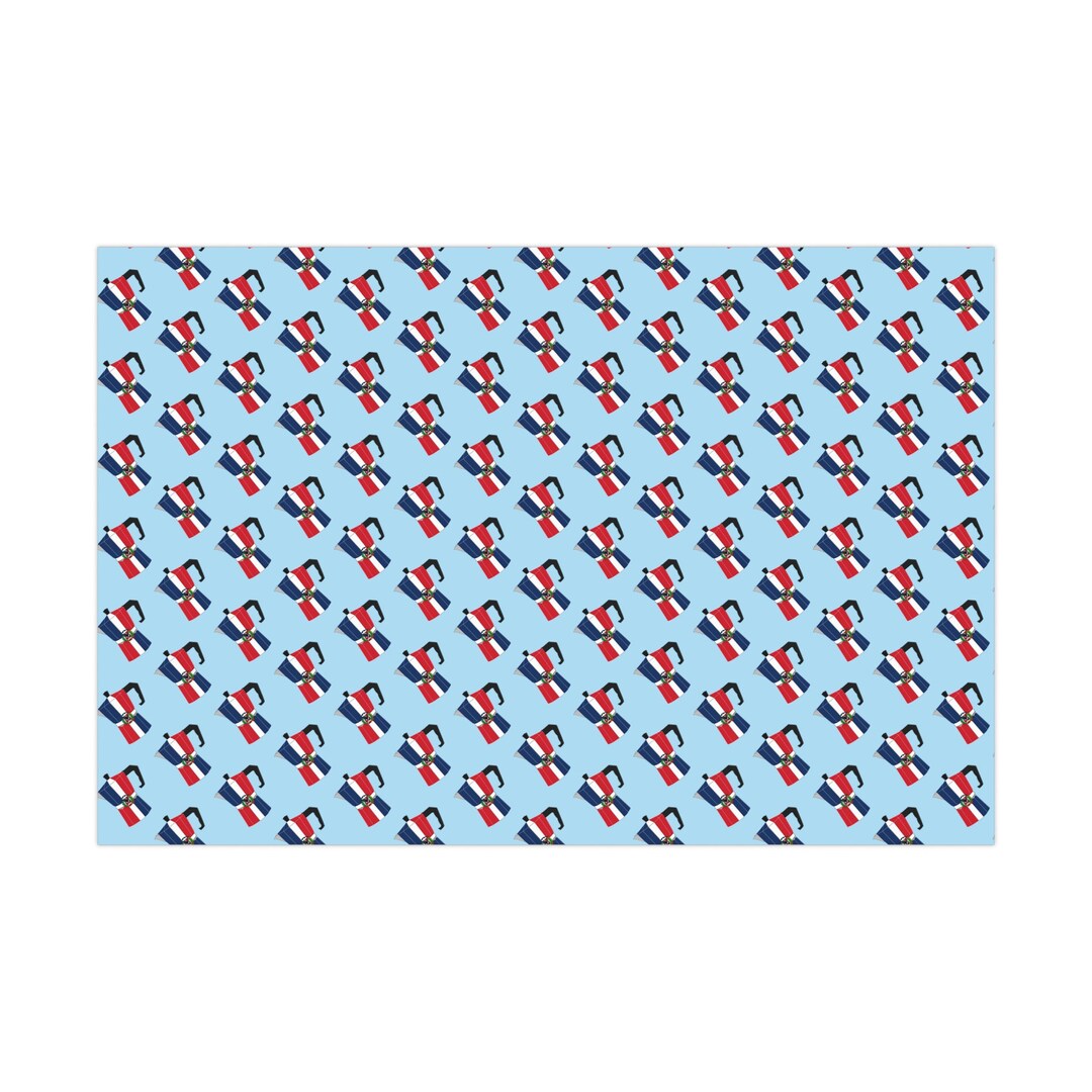 Dominican Flag Cafetera Wrapping Paper | Dominican Greca Gift Wrap - Etsy