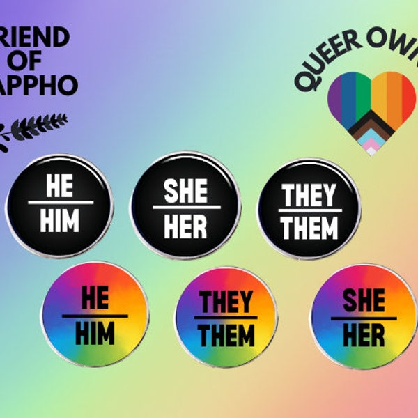 Pronoun Pins - Etsy