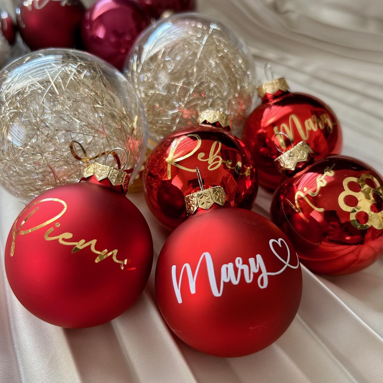 Christmas Bauble Stickers, Christmas Tree Bauble, Name Vinyl Decals ...