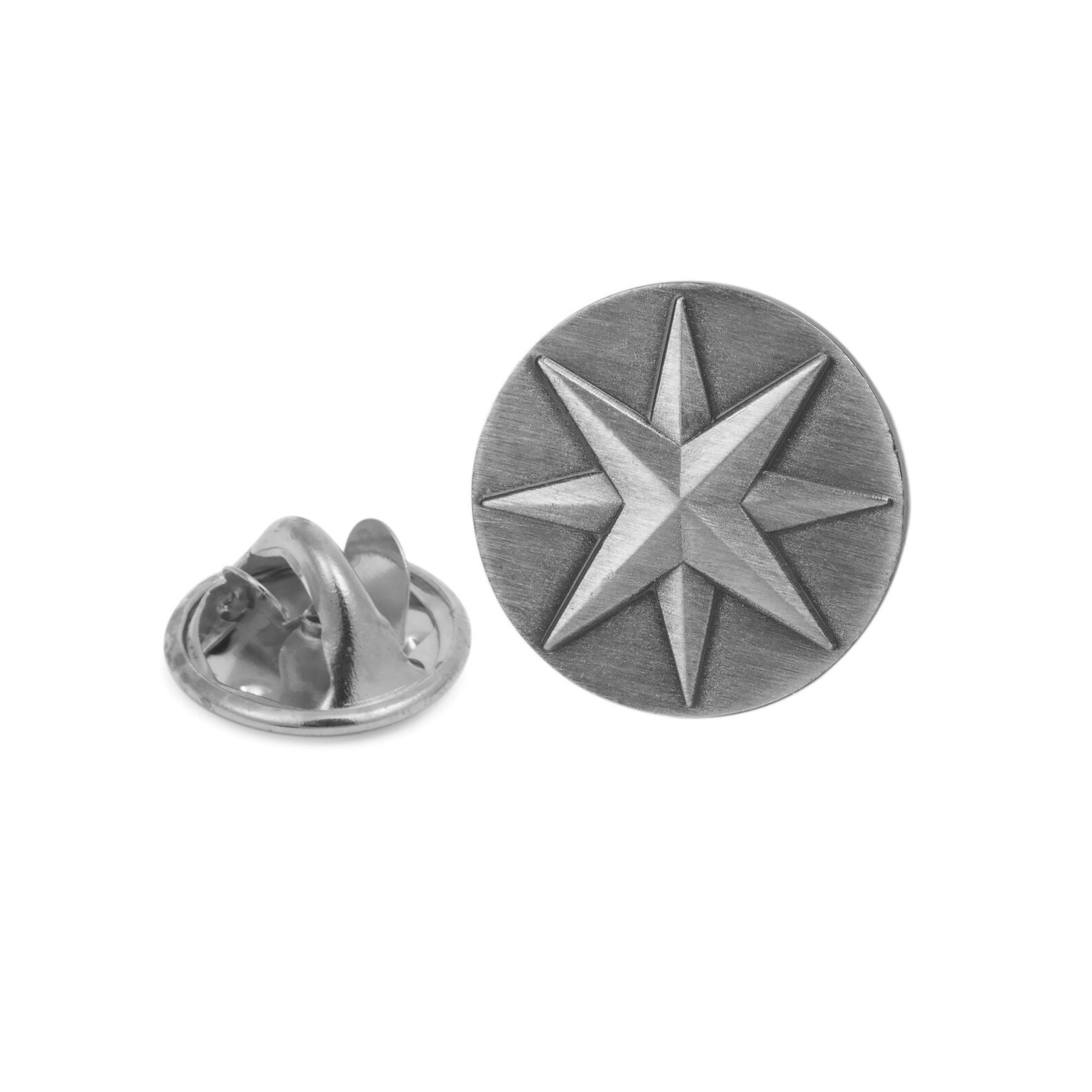 Compass Rose Pin Made of Silver Steel With Pressure Closure | Etsy