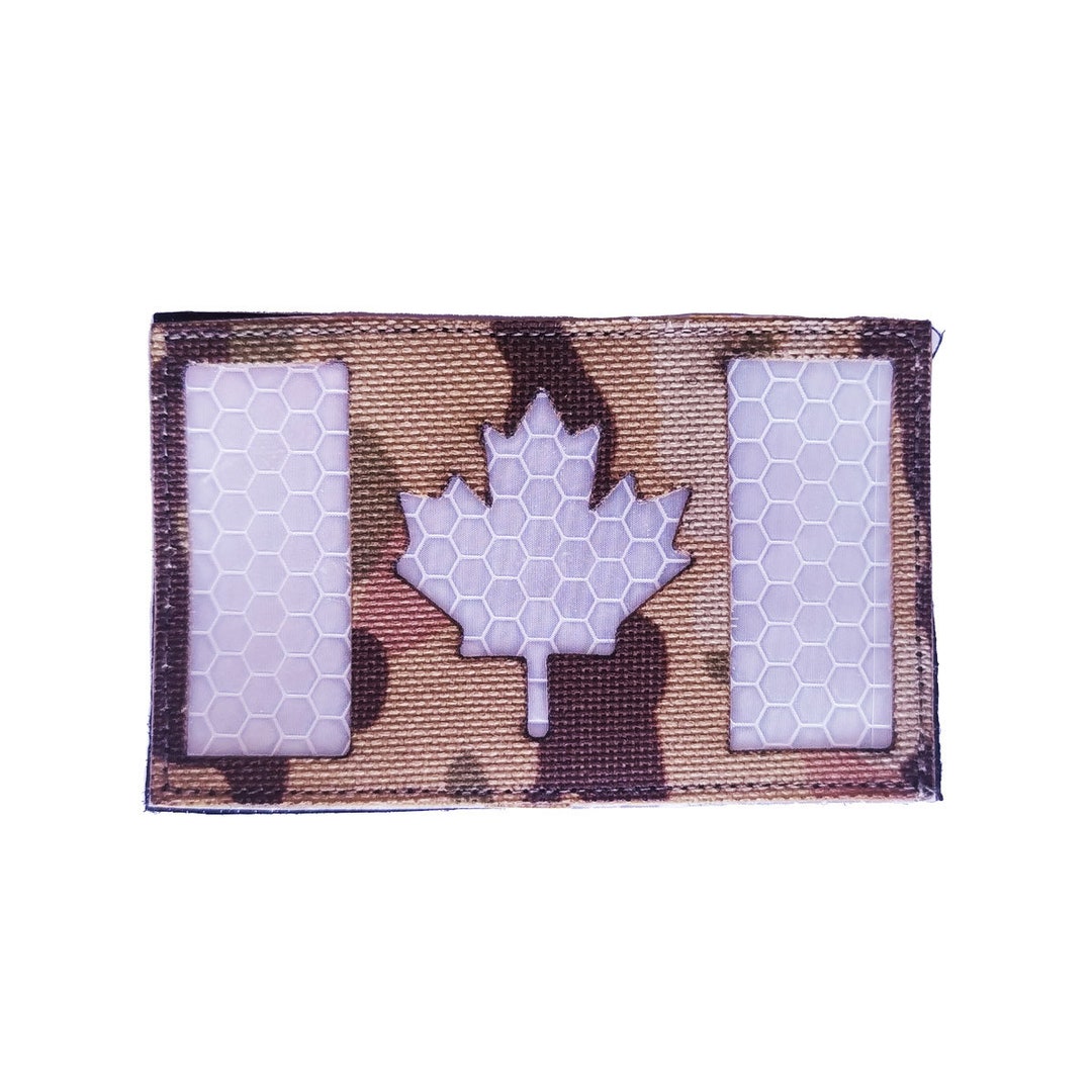 Canada Flag Reflective Patch - Hook and Loop - 8x5cm - White Reflective ...