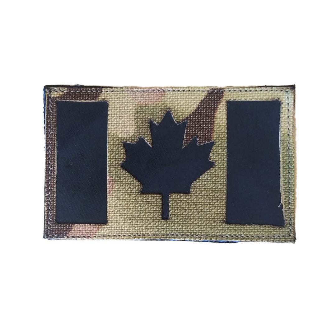 Canada Flag Reflective Patch - Hook and Loop - 8x5cm - Black Reflective ...