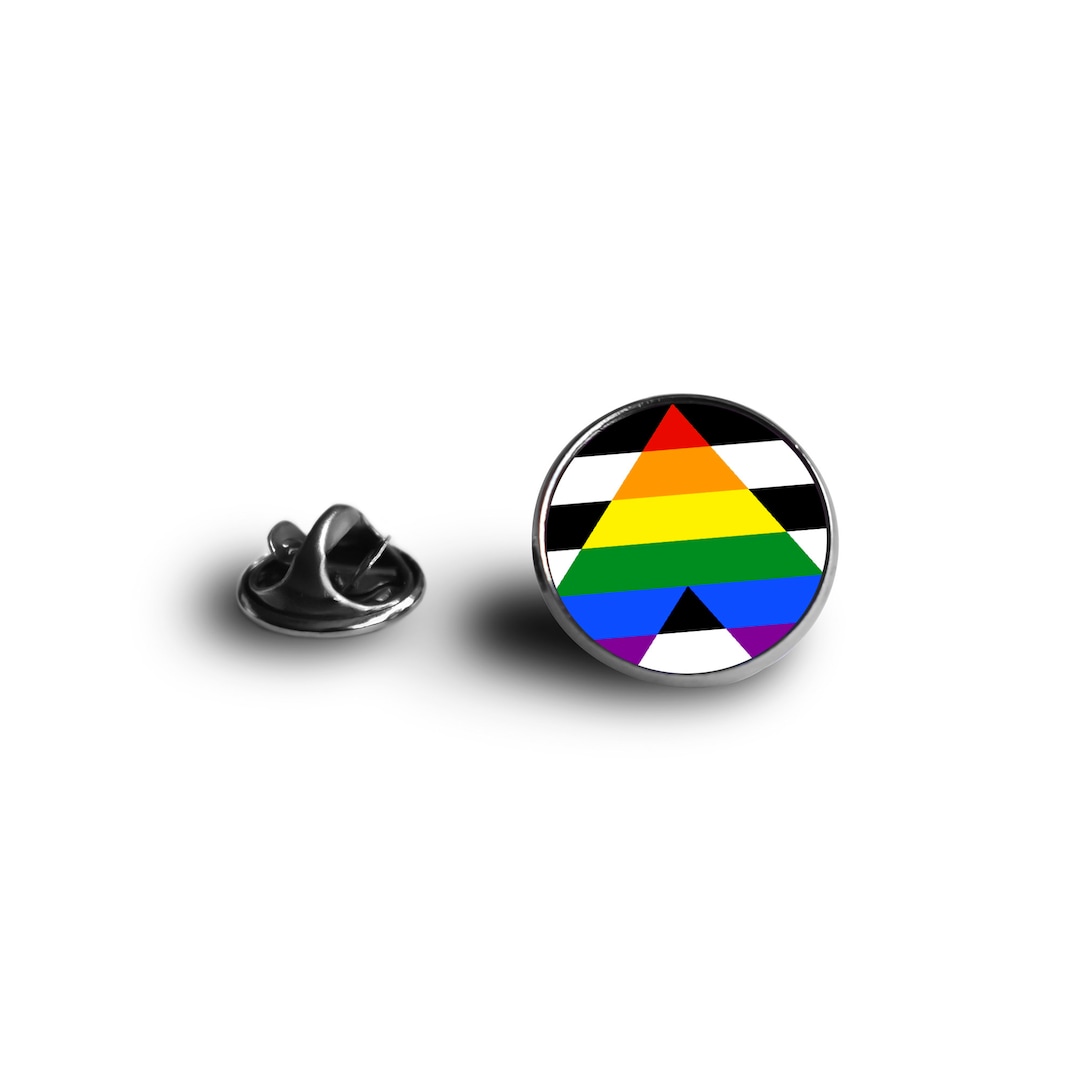 Straight Ally Flag Pin Minimalist Flag Snap Pin Magnifying Glass Pin ...