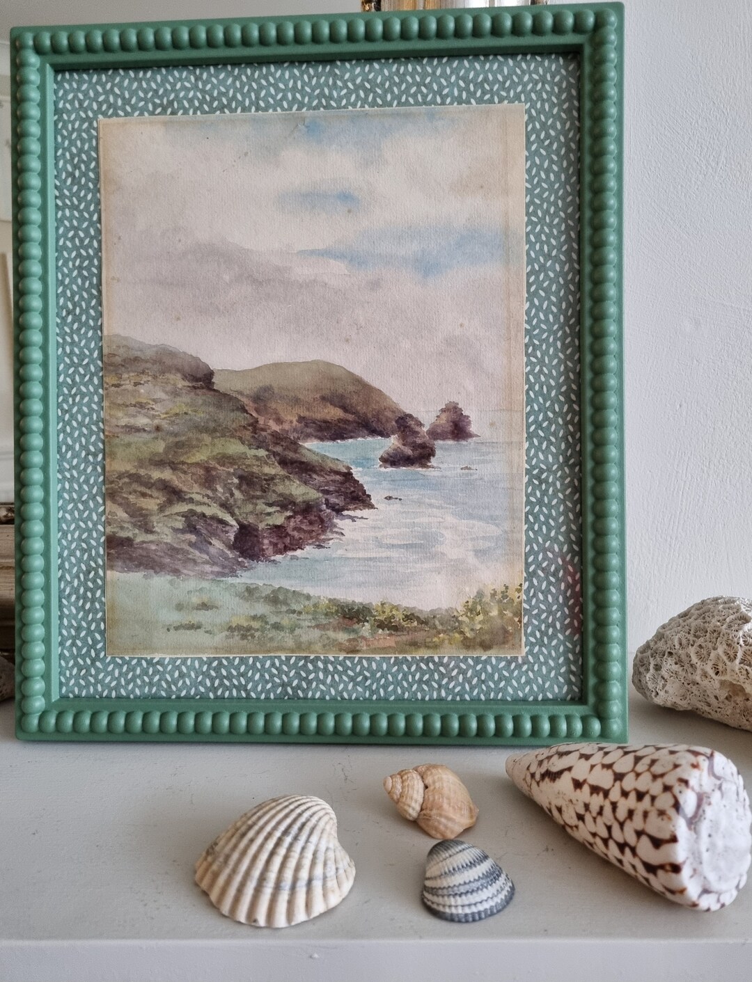 Vintage Watercolour of Cornish Coast Framed in New Bobbin Frame - Etsy UK