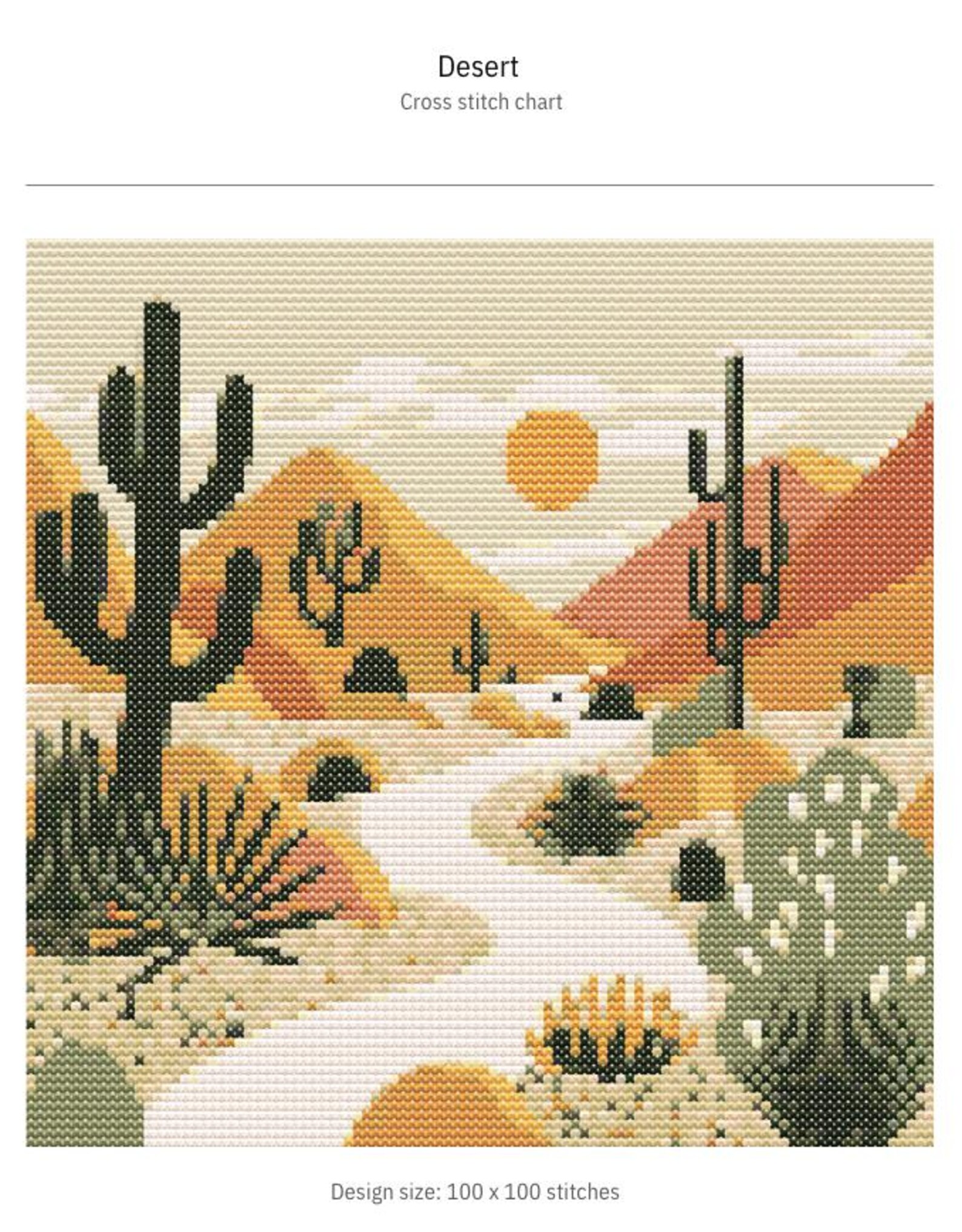 Boho Desert Cross Stitch Pattern - Etsy