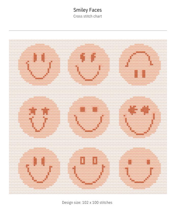 Smiley Face Cross Stitch Pattern - Etsy