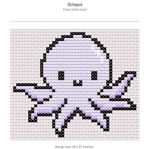 Kawaii Octopus Cross Stitch Pattern, Beginner Easy Project (PDF Pattern ...