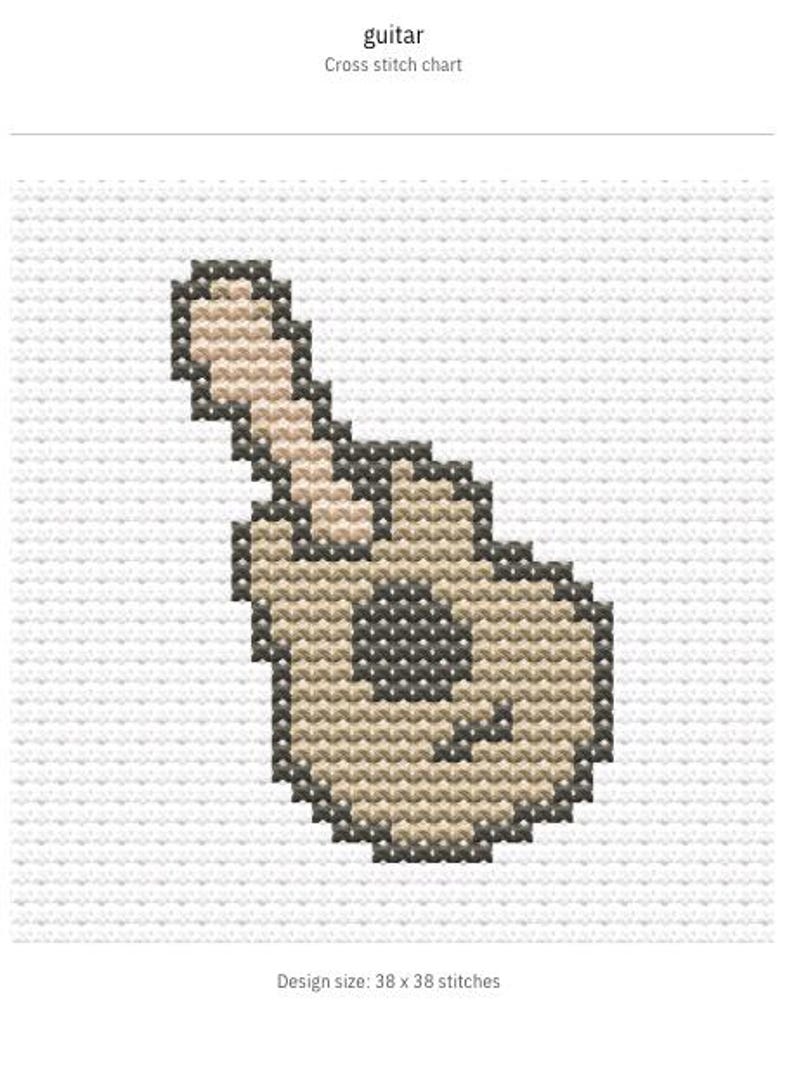 Mini Guitar Cross Stitch Pattern - Etsy