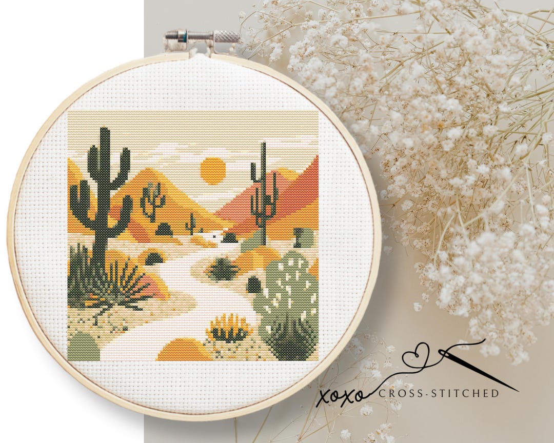 Boho Desert Cross Stitch Pattern - Etsy