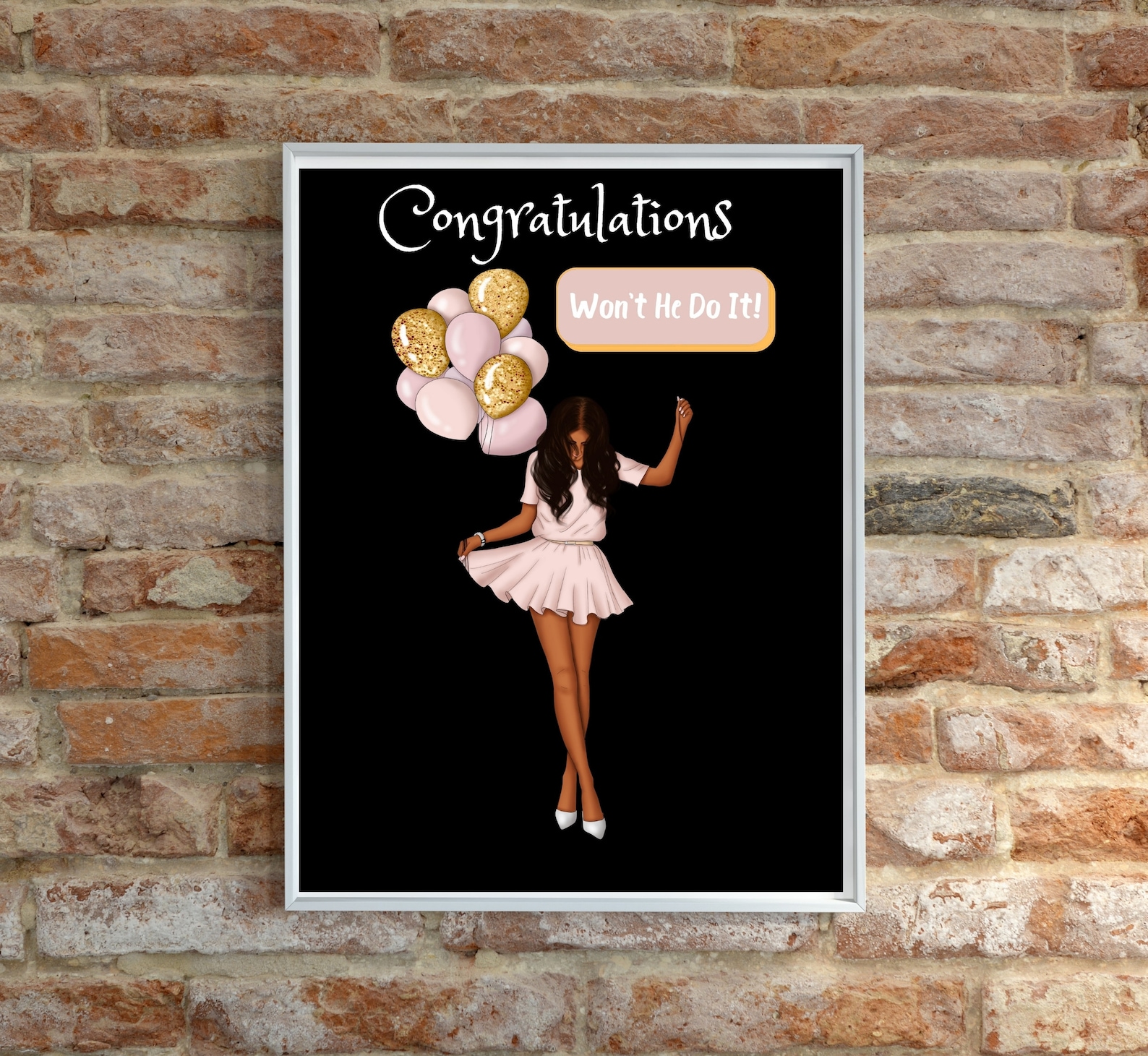 Congratulations Poster With Woman Holding Balloons and a - Etsy