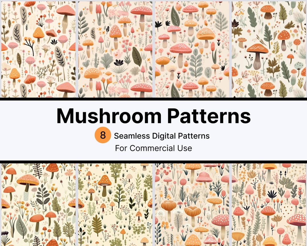 Cottage Core Mushroom Pack - Digital Prints, Seamless Designs ...