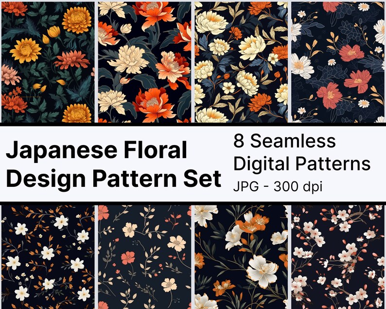 Traditional Japanese Florals - Digital Prints, Seamless Designs ...