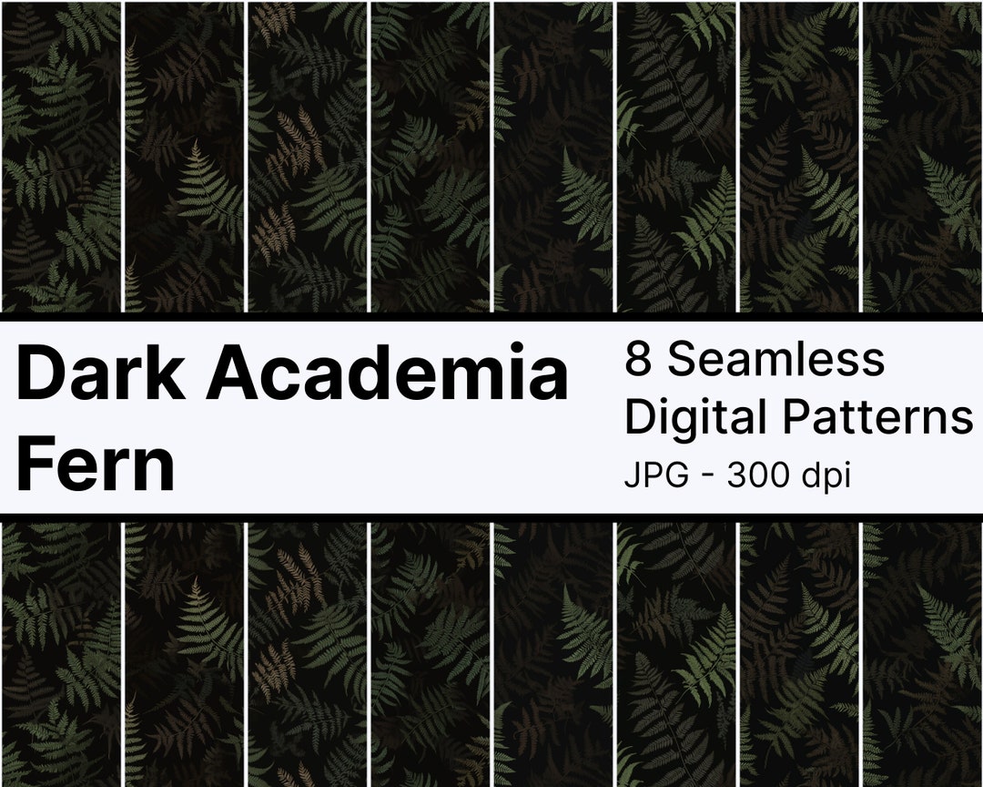 Dark Academia Fern Seamless Pattern Pattern Set- Mushroom Backgrounds ...