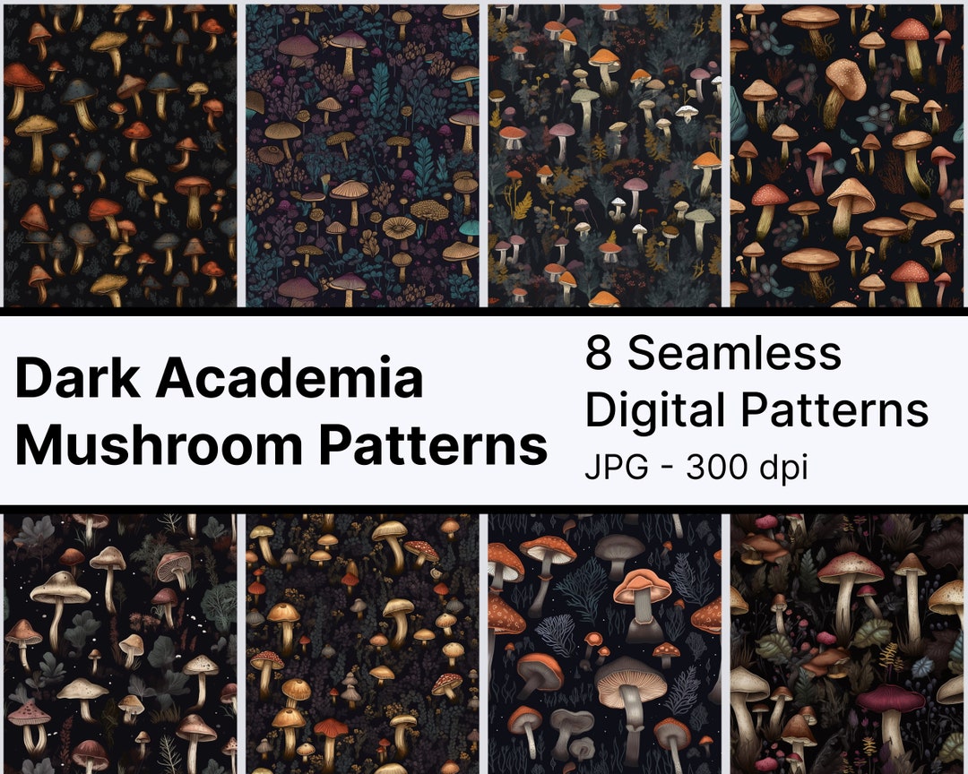 Cottagecore Mushroom - Dark and Moody Patterns, Seamless Designs ...