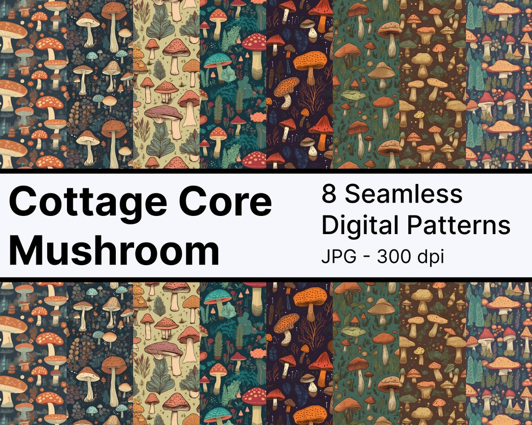 Cottage Core Mushroom Seamless Pattern Pattern Set- Mushroom ...