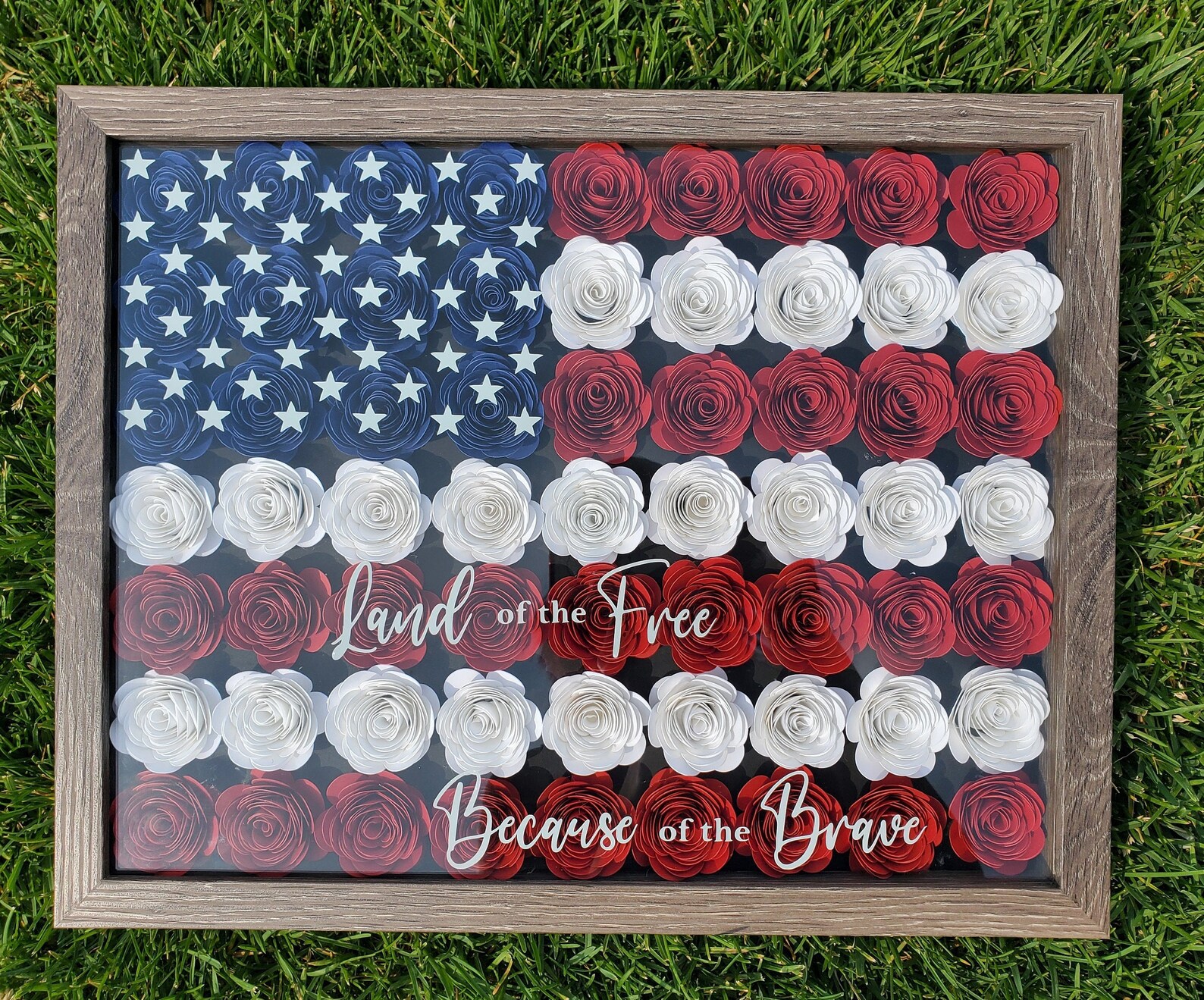 American Flag Rolled Flower Shadow Box - Etsy