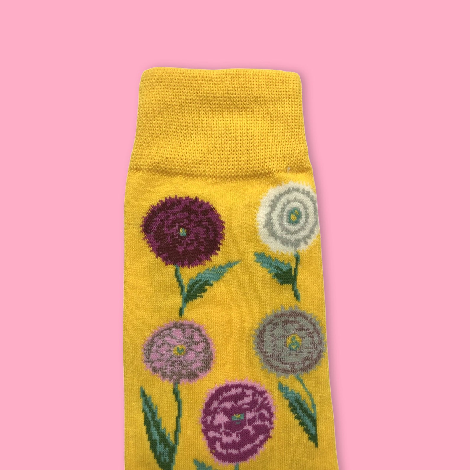 Spring Time Yellow Dahlia Flower Socks Funky Socks Fun Socks Novelty ...