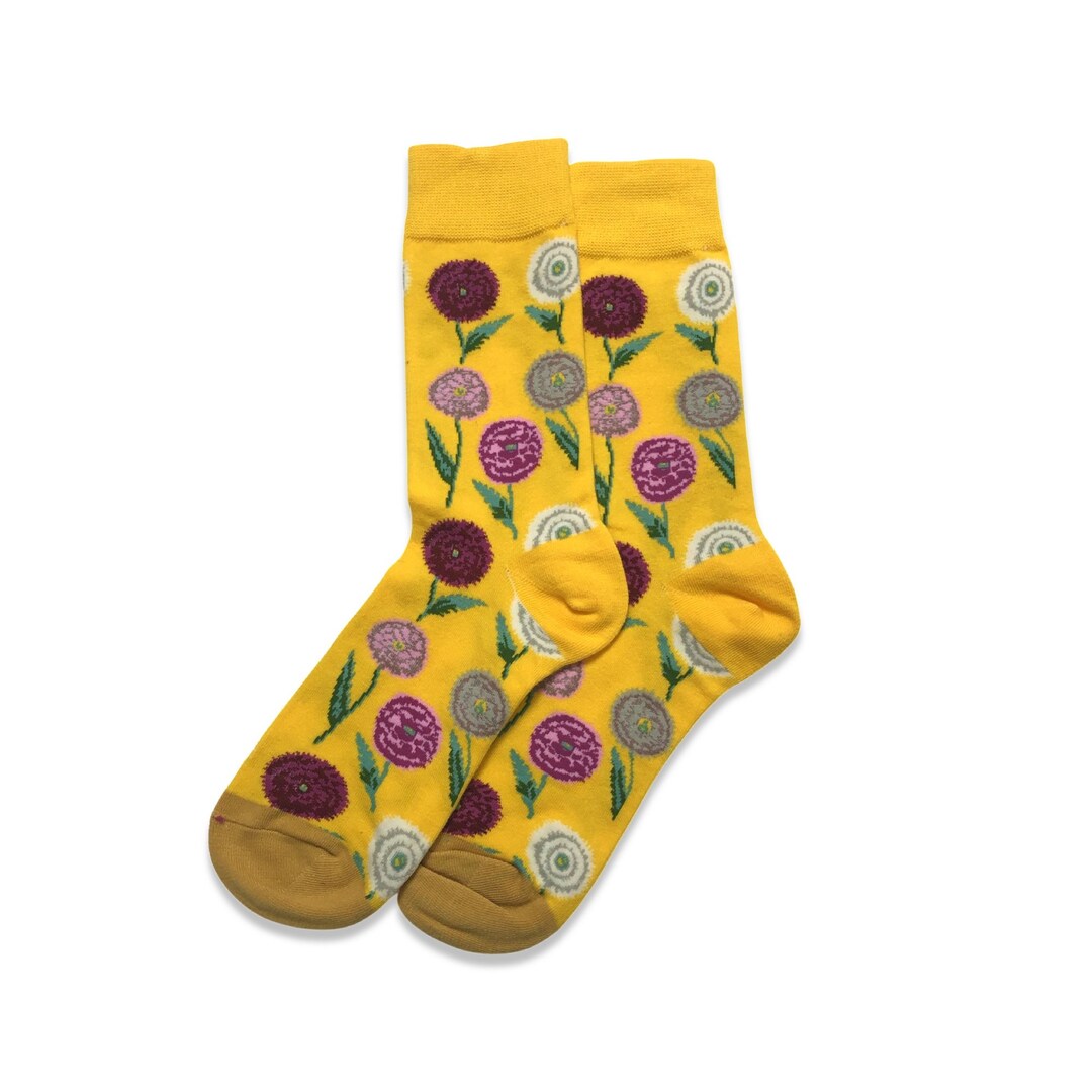 Spring Time Yellow Dahlia Flower Socks Funky Socks Fun Socks Novelty ...