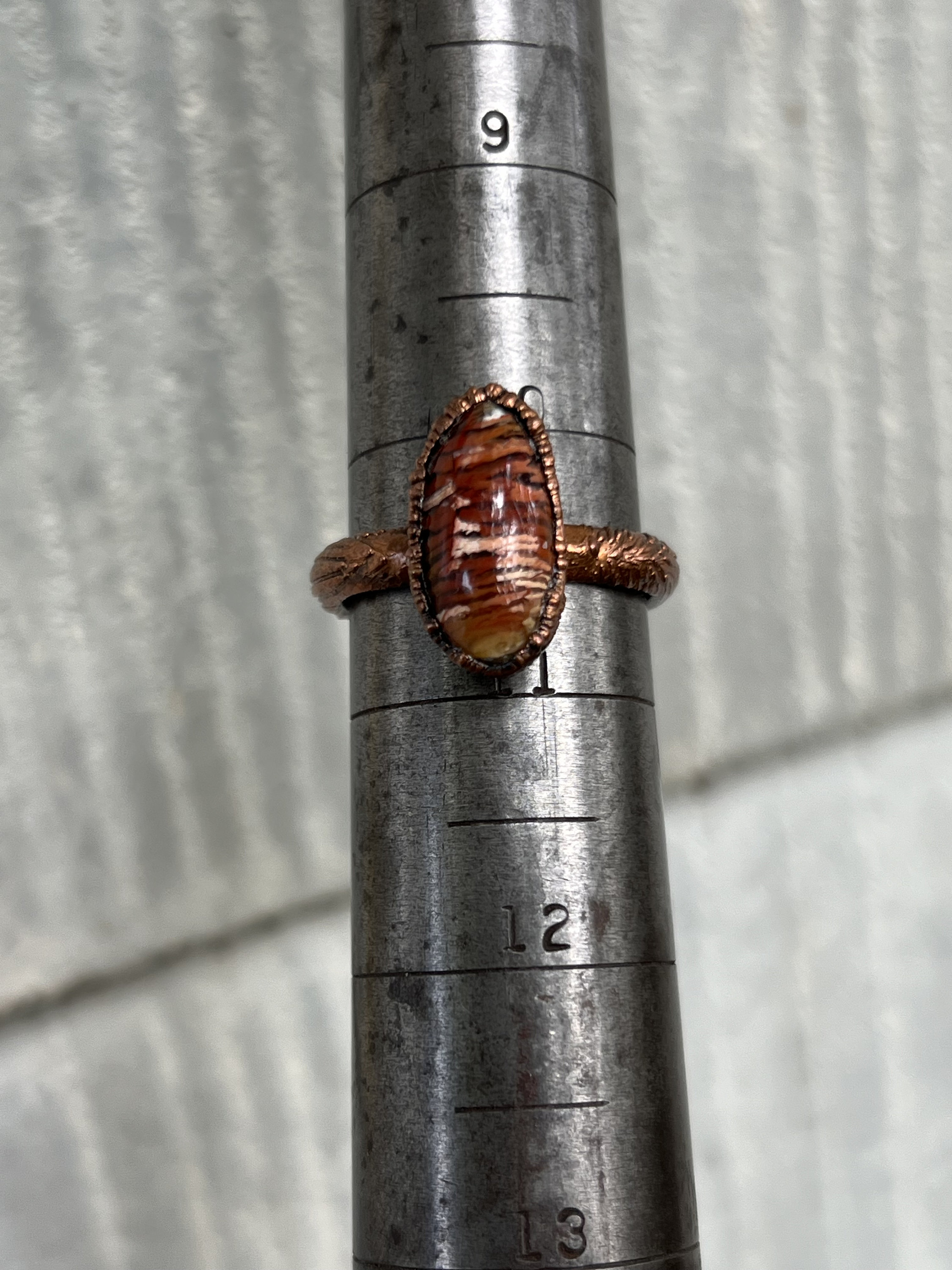 Copper Electroformed Rattlesnake Jasper Ring- Howardite Ring- Size 10.5 ...