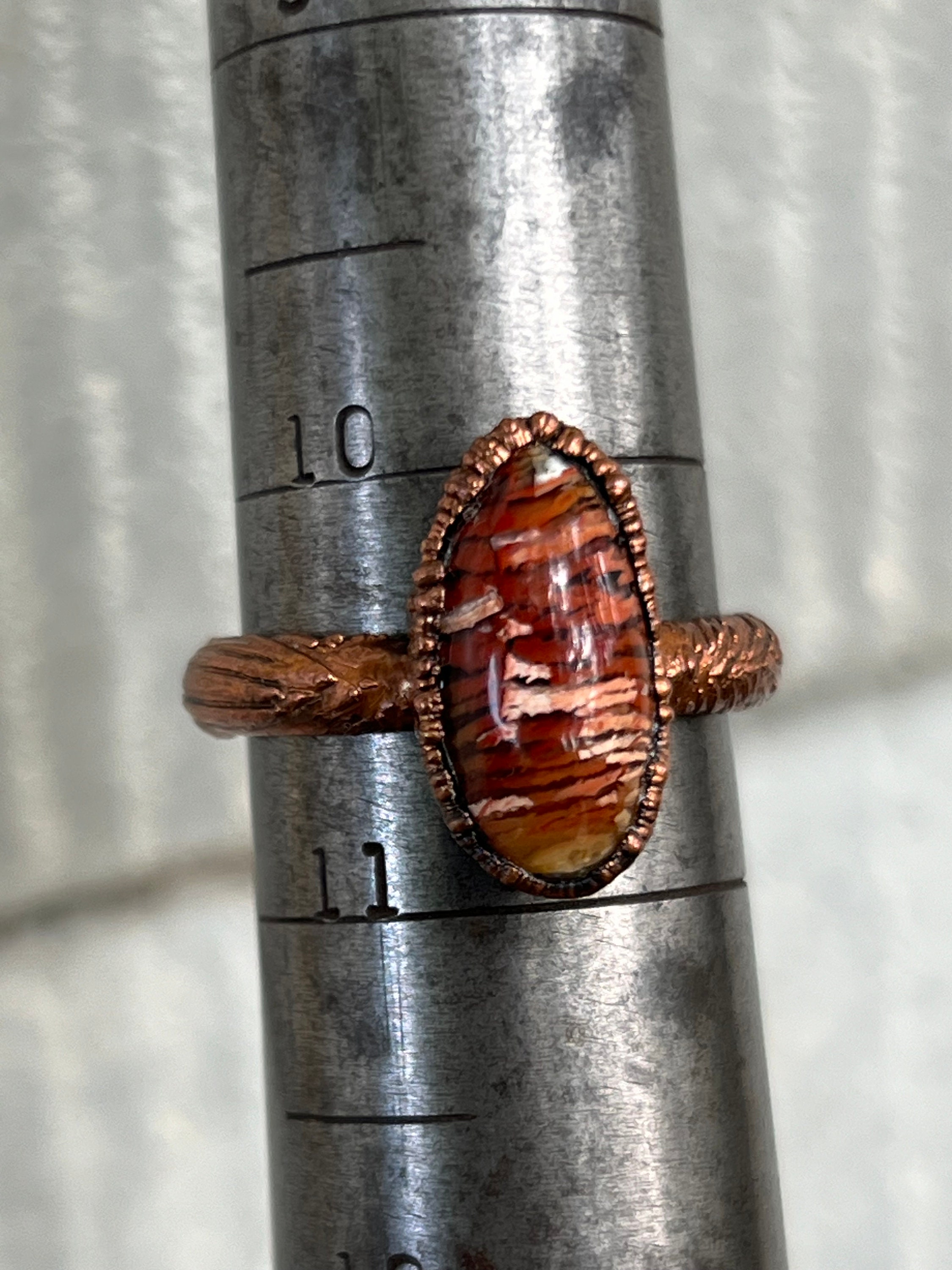 Copper Electroformed Rattlesnake Jasper Ring- Howardite Ring- Size 10.5 ...