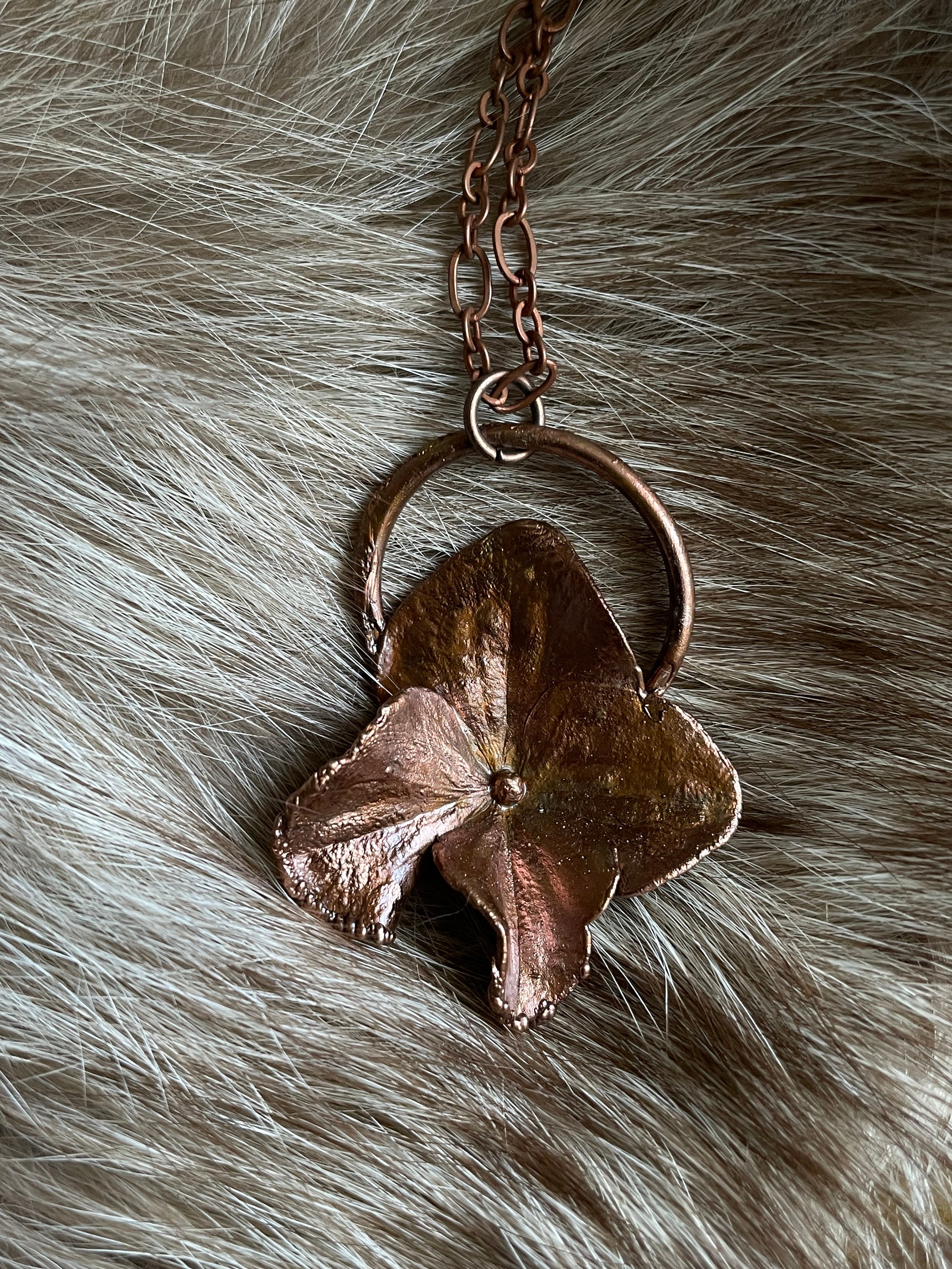 Copper Electroformed Hydrangea Flower Necklace - Etsy