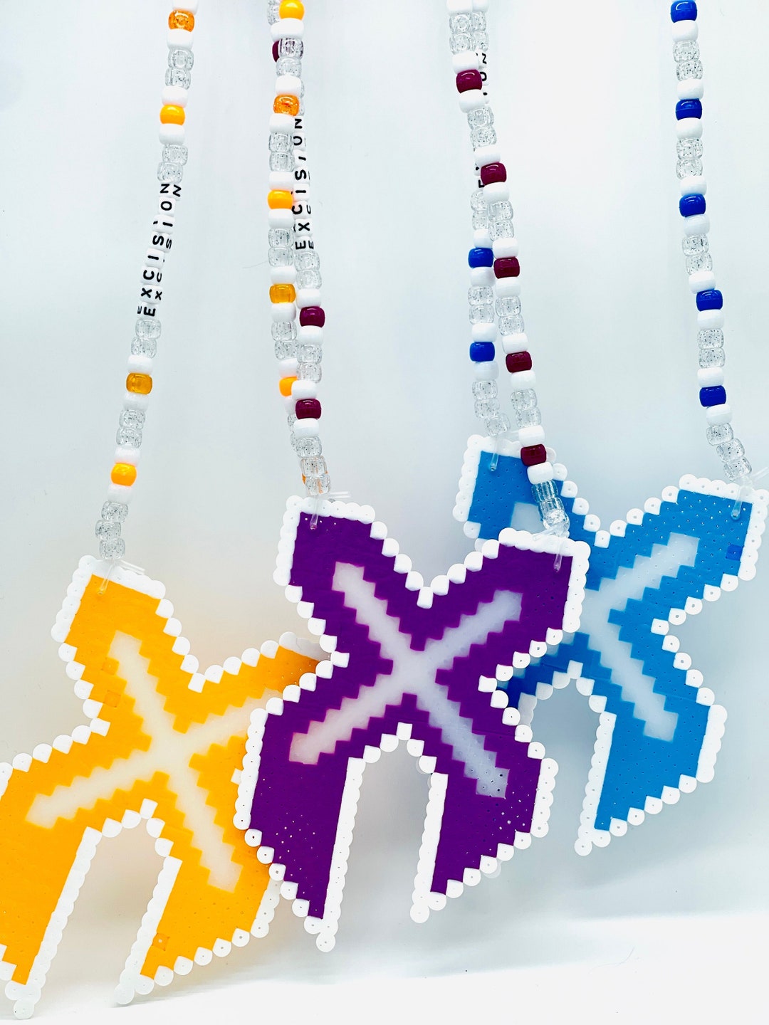 Excision Logo Colorful Perler Necklace Pack of 3 - Etsy